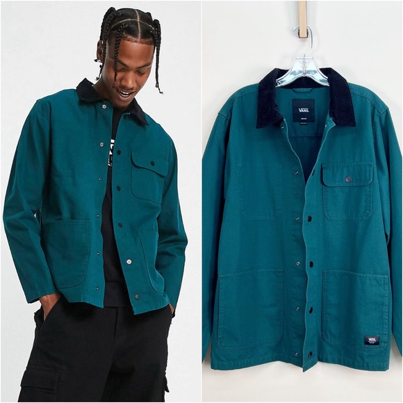 Vans | Jackets & Coats | Vans Drill Chore Coat Jacket Teal Unlined Snap ...